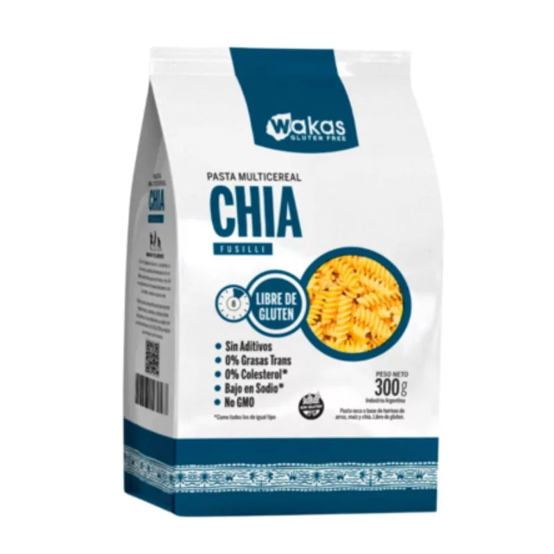 Fideos Multicereal Wakas Fusilli Chia x 300 gr - SuperUno